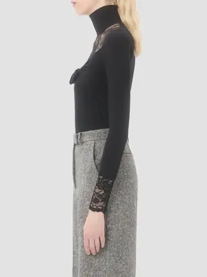 Valentino Garavani Wool Sweater With Lace - Black