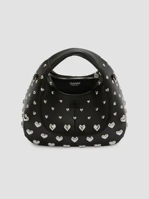 GANNI Mini Heart-embellished Hobo Bag