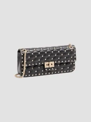 Valentino Garavani Rock Stud Spike Medium Shoulder Bag In Kidskin - Black