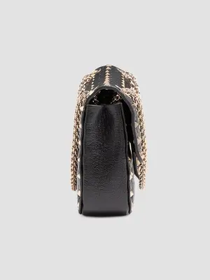 Valentino Garavani Rock Stud Spike Medium Shoulder Bag In Kidskin - Black