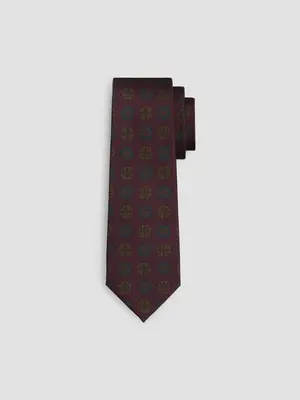 Kiton Geometric Medallion Silk Tie - Dark Red