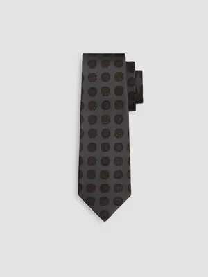 Kiton Geometric Medallion Silk Tie - Grey
