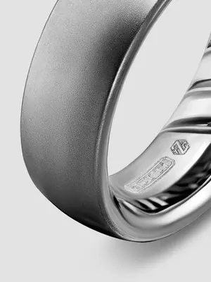 David Yurman Streamline Band Ring In Anthracite Titanium, 7.6mm