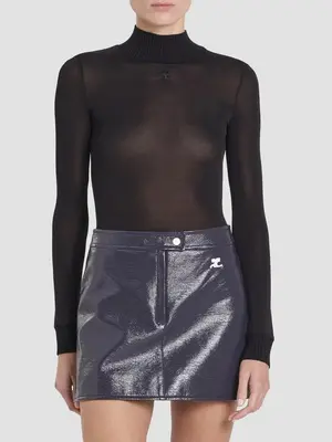 COURREGES Reedition 2nd Skin Sheer Turtleneck Top