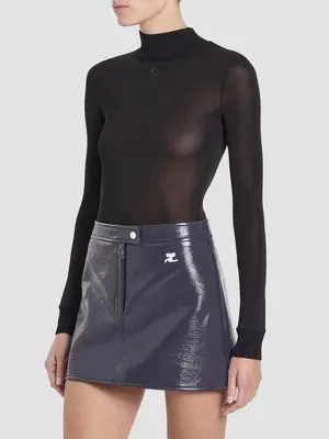 COURREGES Reedition 2nd Skin Sheer Turtleneck Top