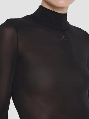 COURREGES Reedition 2nd Skin Sheer Turtleneck Top