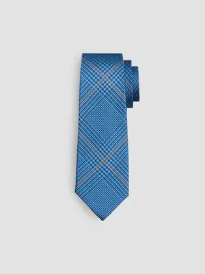 Kiton Glen Plaid Silk Tie - Blue