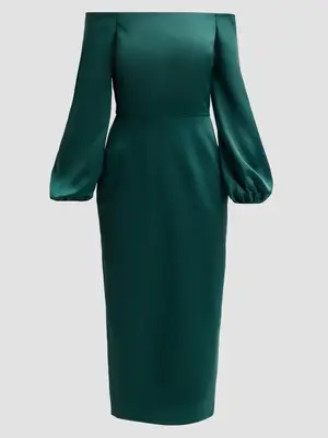 Ramy Brook Shiyan Off-the-shoulder Midi-dress - Deep Emerald