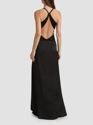 Ramy Brook Belle Plunging V-neck Satin Gown