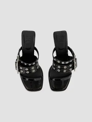 GANNI 50mm Buckle-strap Faux-leather Mules