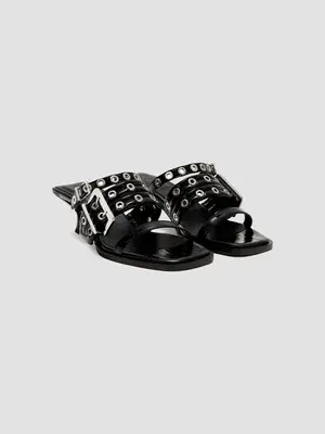 GANNI 50mm Buckle-strap Faux-leather Mules
