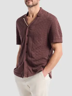 Robert Graham Delmar Geometric Cotton Button-front Sweater