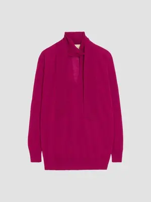 Valentino Garavani Wool Sweater With Scarf - Raspberry
