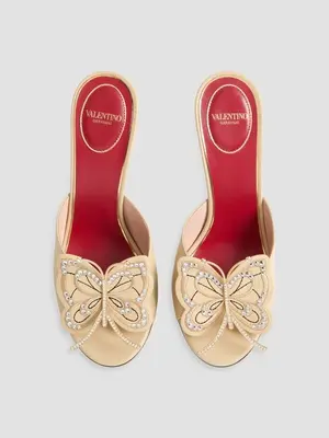 Valentino Garavani Flutterby 150mm Kidskin Slide Sandals With Butterfly Detail
