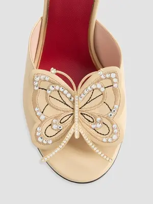 Valentino Garavani Flutterby 150mm Kidskin Slide Sandals With Butterfly Detail - Rope