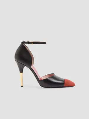 Valentino Garavani D'orsay 105mm Sinead Pumps In Goatskin And Suede - Black Rust