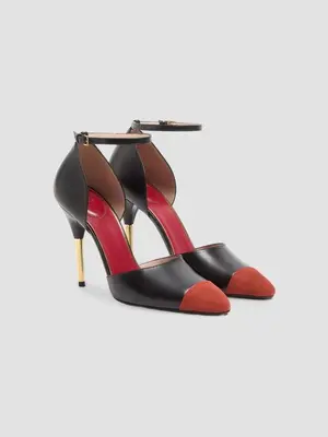 Valentino Garavani D'orsay 105mm Sinead Pumps In Goatskin And Suede - Black Rust