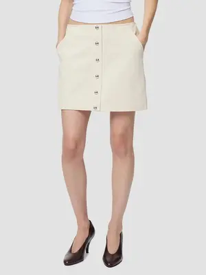 Apparis Ella Cotton Canvas A-line Miniskirt - Off White