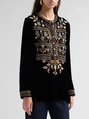Johnny Was Anya Velvet Henley Tunic