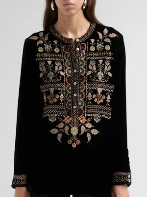 Johnny Was Anya Velvet Henley Tunic