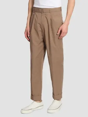Officine Générale Hugo Cotton Poplin Pleated Trousers - Ginger Bread