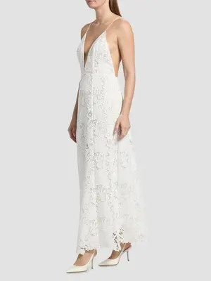 Ronny Kobo Kim Embroidered Plunging V-neck Maxi Dress