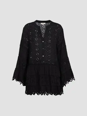 Ramy Brook Roxanne Eyelet Cotton Minidress - Black