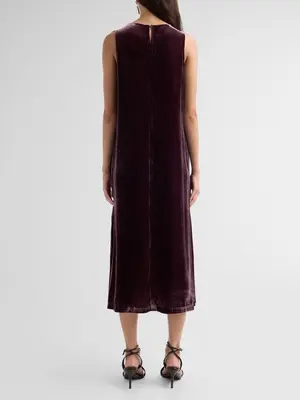 Johnny Was Floral Embroidered Velvet Shift Midi Dress