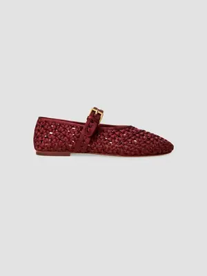NAGHEDI Sydney Satin Mary Jane Flats - Garnet