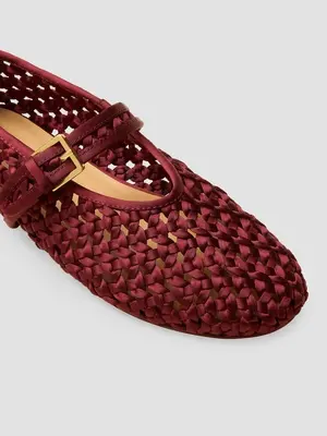 NAGHEDI Sydney Satin Mary Jane Flats - Garnet