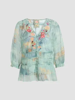 Johnny Was Mazzy Ruched Blouse