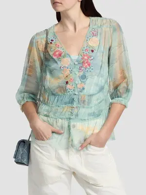 Johnny Was Mazzy Ruched Blouse