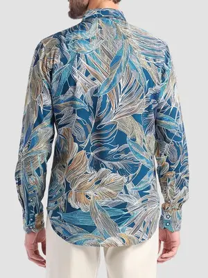 Robert Graham Chorro Embroidered Leaf Print Shirt