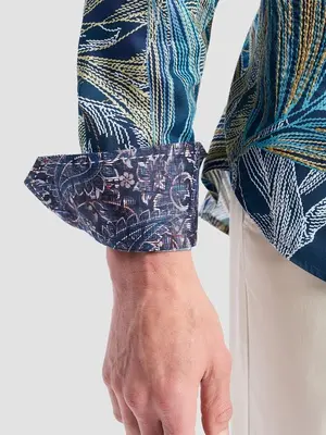 Robert Graham Chorro Embroidered Leaf Print Shirt