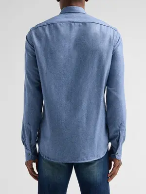 Kiton Buba Virgin Wool & Cashmere Snap-front Shirt