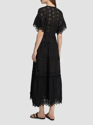 Ramy Brook Janis Eyelet Cotton Cover-up Maxi Dress - Black