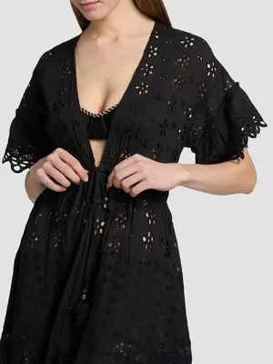 Ramy Brook Janis Eyelet Cotton Cover-up Maxi Dress - Black