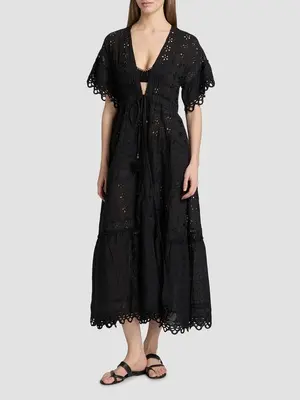 Ramy Brook Janis Eyelet Cotton Cover-up Maxi Dress - Black