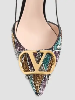 Valentino Garavani Vlogo Signature Slingback Pumps With Embroidery 80mm