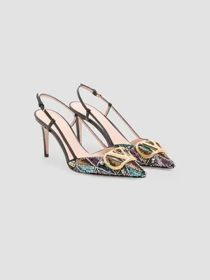 Valentino Garavani Vlogo Signature Slingback Pumps With Embroidery 80mm