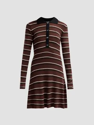 GANNI Striped Wool Polo Mini Dress
