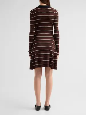 GANNI Striped Wool Polo Mini Dress