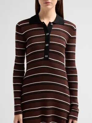GANNI Striped Wool Polo Mini Dress