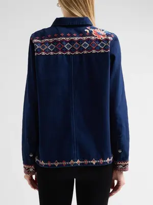 Johnny Was Nadia Floral-embroidered Worker Jacket