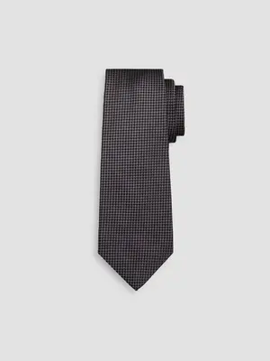 Kiton Geometric Woven Silk Tie - Grey