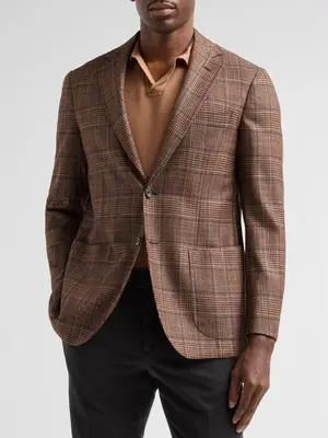 SARTORIO NAPOLI Plaid Wool-silk Sport Coat