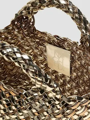 NAGHEDI St. Barths Petit Double Weave Metallic Top Handle Bag - Biarritz