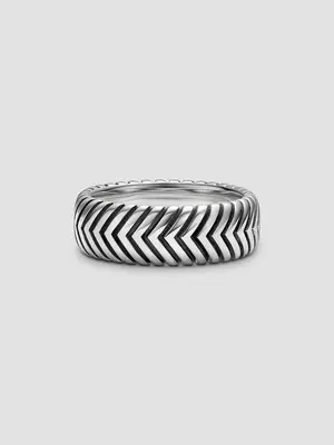 David Yurman Chevron Band Ring In Sterling 8mm - Silver