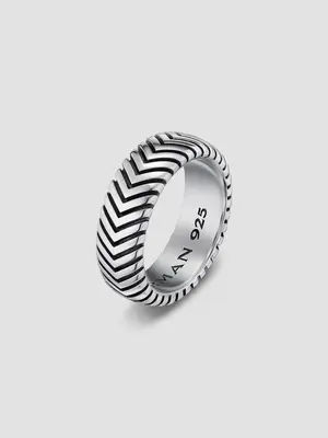 David Yurman Chevron Band Ring In Sterling 8mm