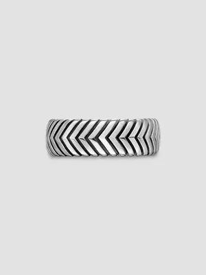David Yurman Chevron Band Ring In Sterling 8mm